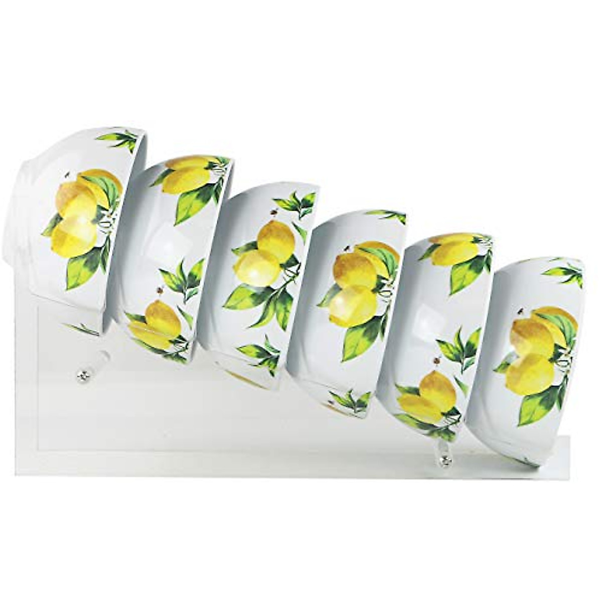 Reston Lloyd Fresh Lemons, 6pc Melamine Cereal/Soup Bowl Set, white, lemon, green, 2 cups