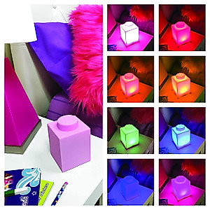 Lego Classic 1x1 Silicone Night Light - Pink - 3" x 3" x 4.5", Ages 6+ (LP39) Portable Flexible Nightlight for Kids Teens Bedroom Gaming Room Home Decor