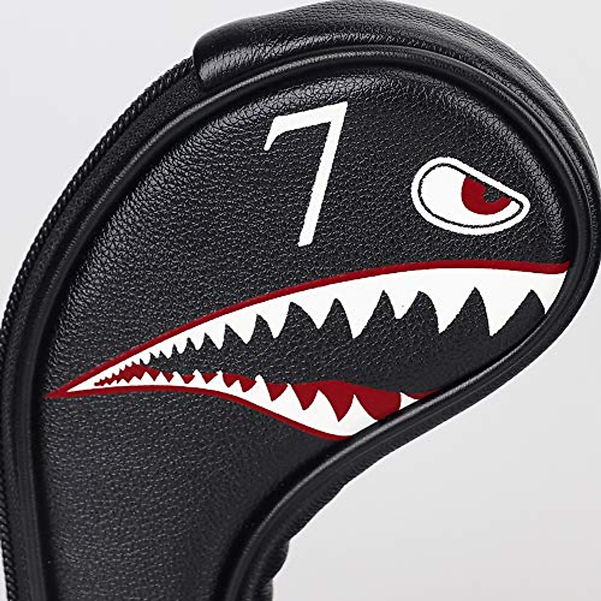 Craftsman Golf 10pcs/Set Shark Golf Club Iron Head Covers Headcover with No. on Both Sides Suitable for Right and Left Handed Golfer Zipper Closure (Iron Headcover)