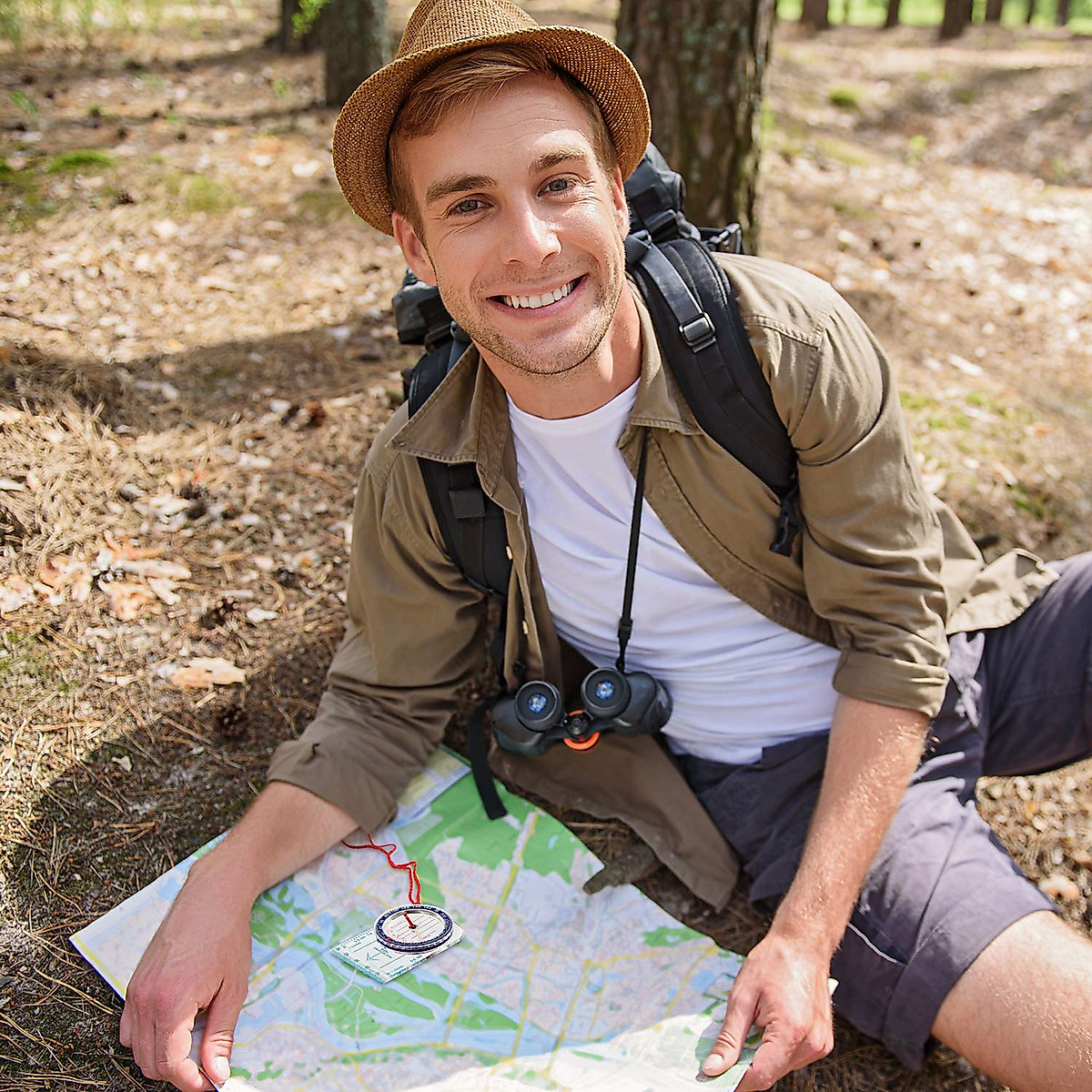 BBTO 9 Pieces Orienteering Compass Hiking Backpacking Camping Compass Map Reading Outdoor Waterproof Compass for Scout Kids Women