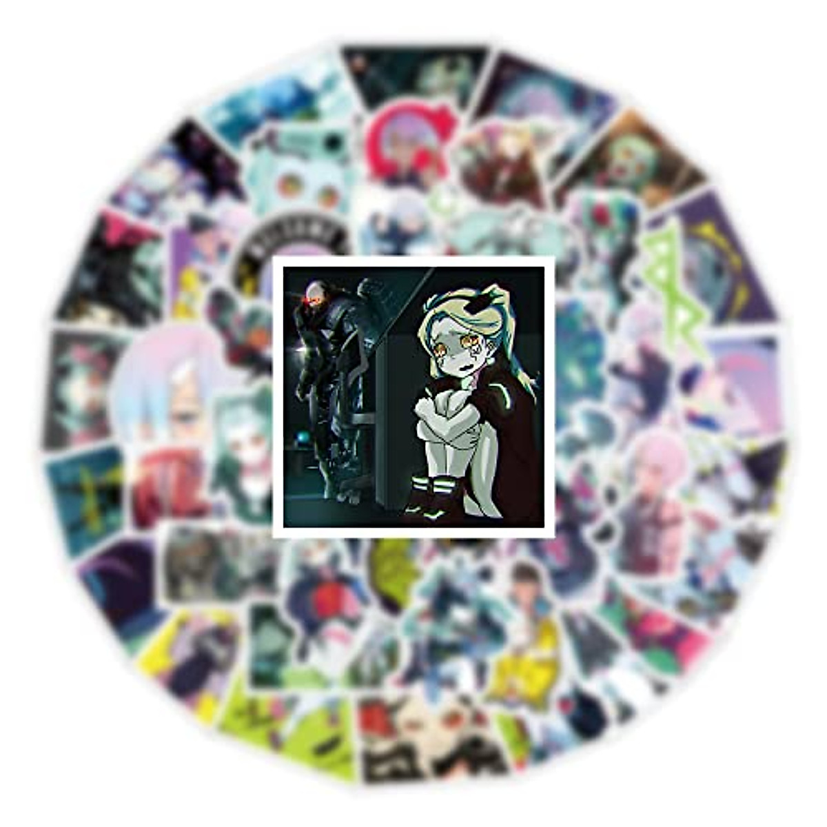 62Pcs Edgerunners Anime Stickers Pack, Manga Poster Cartoon Vinyl Waterproof for Water Bottle,Laptop,Phone,Skateboard,Scrapbooking,Journaling Gifts for Adults Teens Kids for Party Favor Supply