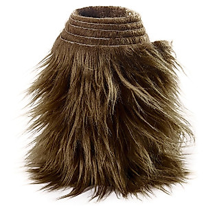 Shaggy Plush Faux Fur Fabric Precut Strips Fluffy Fuzzy Craft Fur for Gnomes Beard Hair Cosplay Costume Dwarf Decoration (Dark Brown, 2x60 inch)