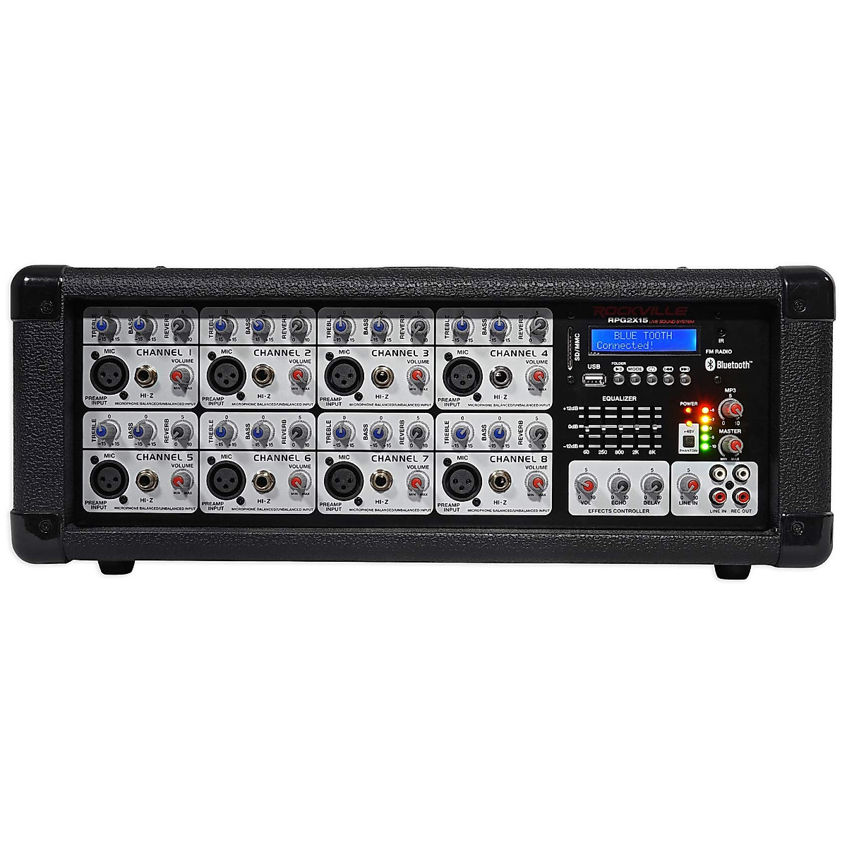 Rockville RPG2X15 Powered Bluetooth Mixer+(2) 15" Speakers+Stands+Wireless Mics