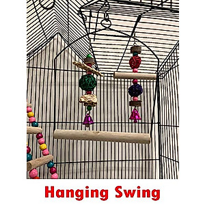 Large Canary Parakeet Cockatiel Lovebird Finch Roof Top Bird Cage with Stand -18"x14"x63" (Black with Toy)