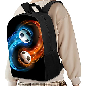 Mumeson Teenagers Backpack Bookbag Soccer Print Daypack for Sport Outdoor Travel Double Zipper Closure Schoolbags Back to School 17 inch Backpacking