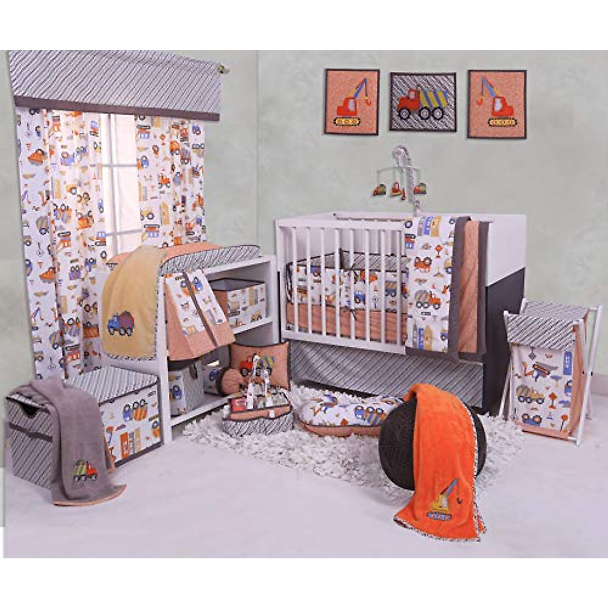 Bacati Construction Multicolor Boys Cotton Changing Pad Cover