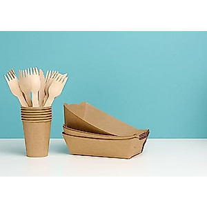2lb Natural Kraft Paper Food Trays - Pack of 100ct