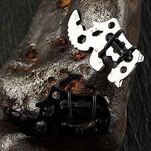 Keychain Multi-tools,Pocket Tool Indoor Outdoor Multifunction Tool Portable Gadget for Bottle Opener, Screwdriver, Wrench, Spoke, 2cr13mov Steel, Rhinoceros Silver