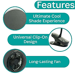 COOLSHADE UPF50 Sunshade by BUGGYGEAR - Easy Folding and Take with You Anywhere - Clamp it on a Chair or Baby Stroller - Collapsible, Compact, and Easy to Use - Protect Your Babys from The Sun