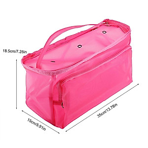 3 Holes Storage Bags Mesh Yarn Storage Bag Crochet Wool Small Accessories Convenient Container for Home-use (Rose red)