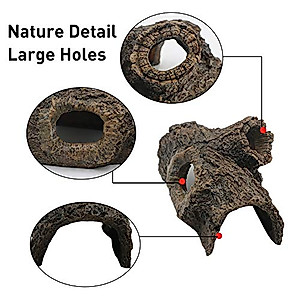EHC Aquarium Decoration Hollow Tree Trunk Ornament Aquarium Log Aquarium Ornament Driftwood Fish Hideout Hideaway for Betta, Small Lizards, Turtles, Reptiles, Amphibians Tree Trunk