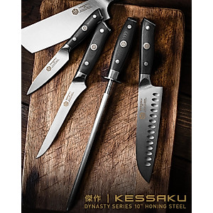 KESSAKU Mini Santoku Knife - 5 inch - Dynasty Series - Razor Sharp Kitchen Knife - Forged ThyssenKrupp German High Carbon Stainless Steel - G10 Garolite Handle with Blade Guard