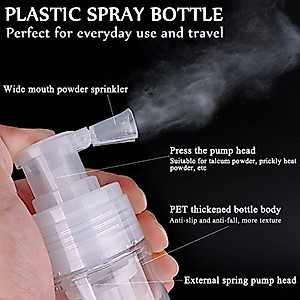 AKOAK 1 Pack 110ml Portable Detachable Travel Spray Bottle Container PET Cosmetics Bottle Transparent Dry Powder Spray Bottle