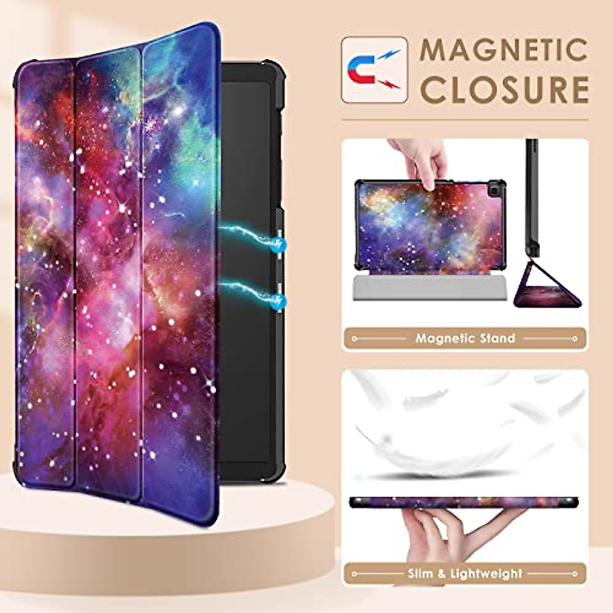DETUOSI Slim Case for Samsung Galaxy Tab A7 Lite 8.7" 2021 (SM-T220/T225/T227U), Ultra Thin Folio Tri-fold Flip PU Leather Book Cover Multi-Angle Stand + Protective Hard Back Shell + Magnetic Closure