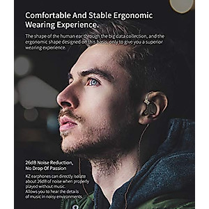 erjigo KZ ZSN Pro Dynamic Hybrid Dual Driver in Ear Earphones Detachable Tangle-Free Cable Musicians in-Ear Earbuds Headphones (Blue Without Mic)