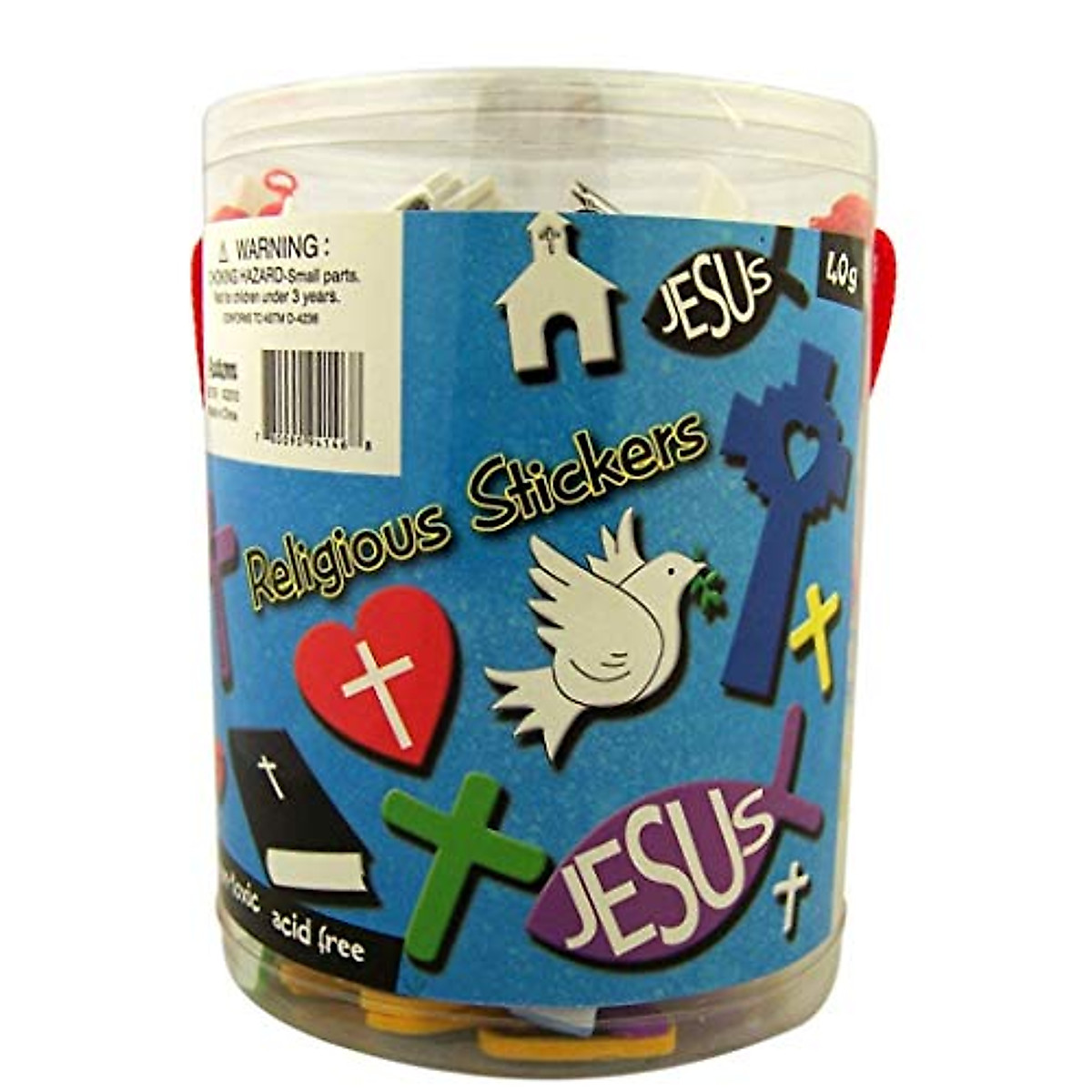 Religious Foam Sticker Assortment for Sunday School or Classroom, Container of 250