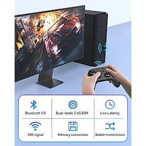 GuliKit 2.4G Bluetooth Adapter Controllers Wireless (Kingkong, King Kong 2 Pro & 2), Zen Pro Controller, Supports Windows7/8/10/11, black, PC02