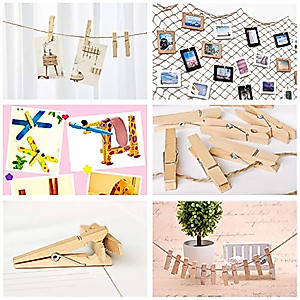 100 Pack Wooden Clothes Pins Small Laundry Wood Clips Clothing Pegs Bag Clips for Hanging Clothes, Hanging Pictures, Laundry Drying, Arts Crafts, Photo Wood Clip Pin with Spring