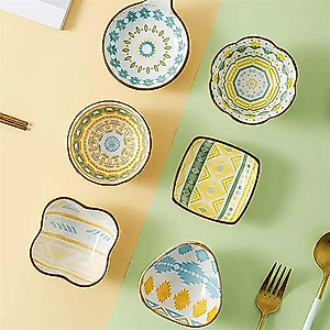 TRESORS Appetizer Plates Snack Bowls Round Ceramic Bowl Set Ceramic Small Bowl Dessert Side Dish Ice Cream Snack Condiment Dip Sauce Bowl Salad Plates Dinner Plates