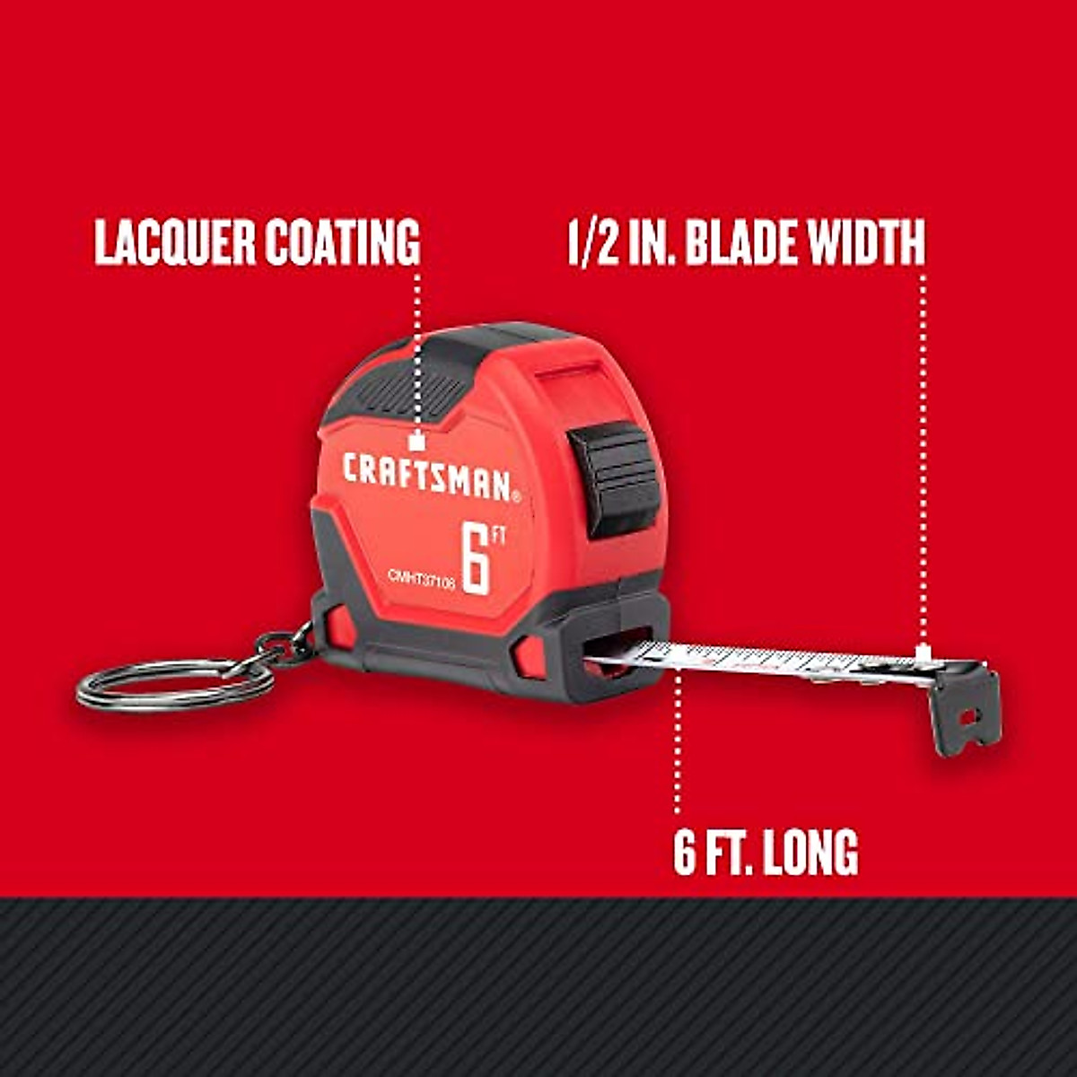 CRAFTSMAN Keychain Tape Measure, 6 FT (CMHT37106G)