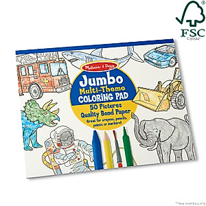 Melissa & Doug Jumbo 50-Page Kids' Coloring Pad - Space, Sharks, Sports, and More