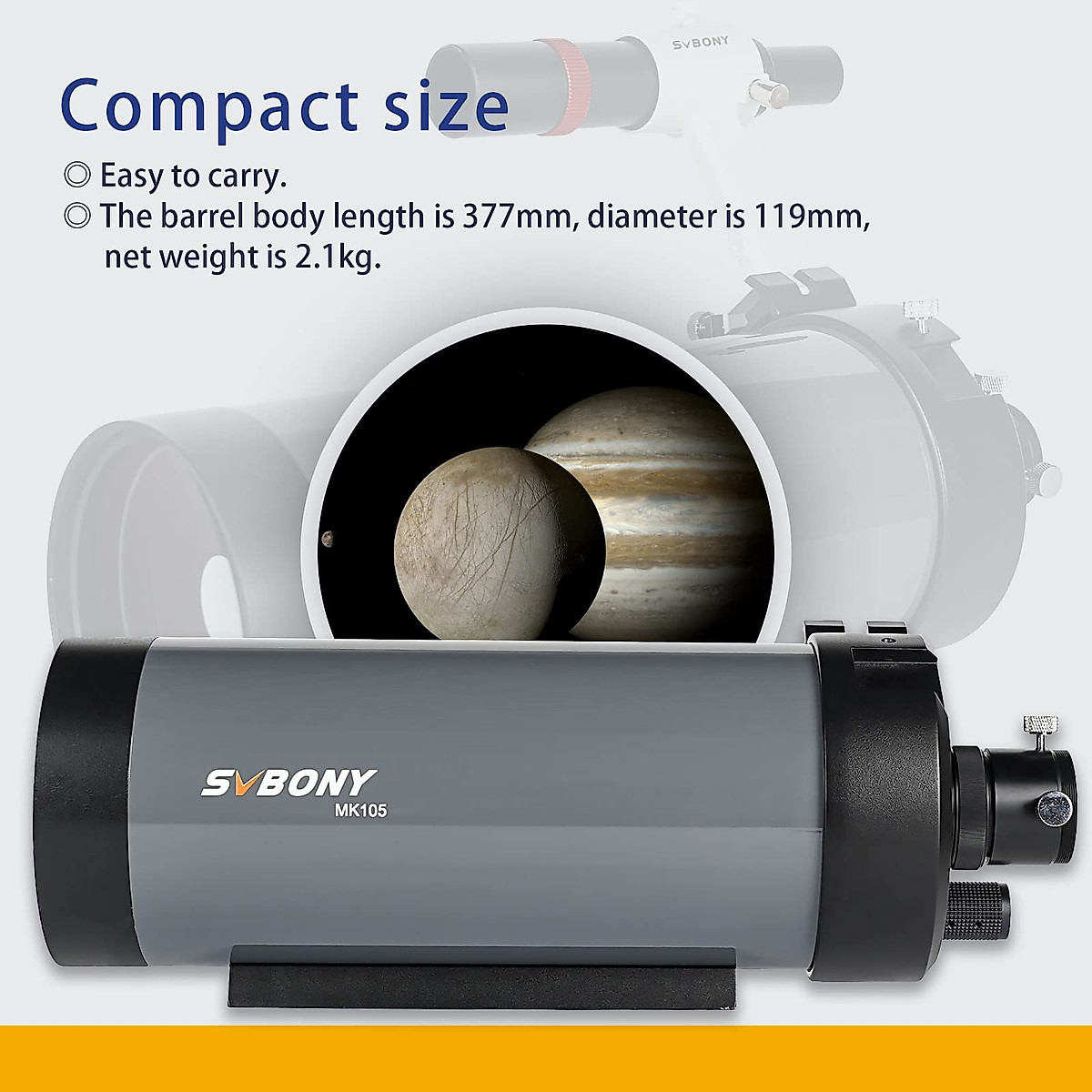 SVBONY MK105 Telescope, 105mm Aperture Maksutov Cassegrain OTA, Dielectric Coatings Catadioptric Telescope, for Planetary Visual and Photography with 160mm Dovetail Plate