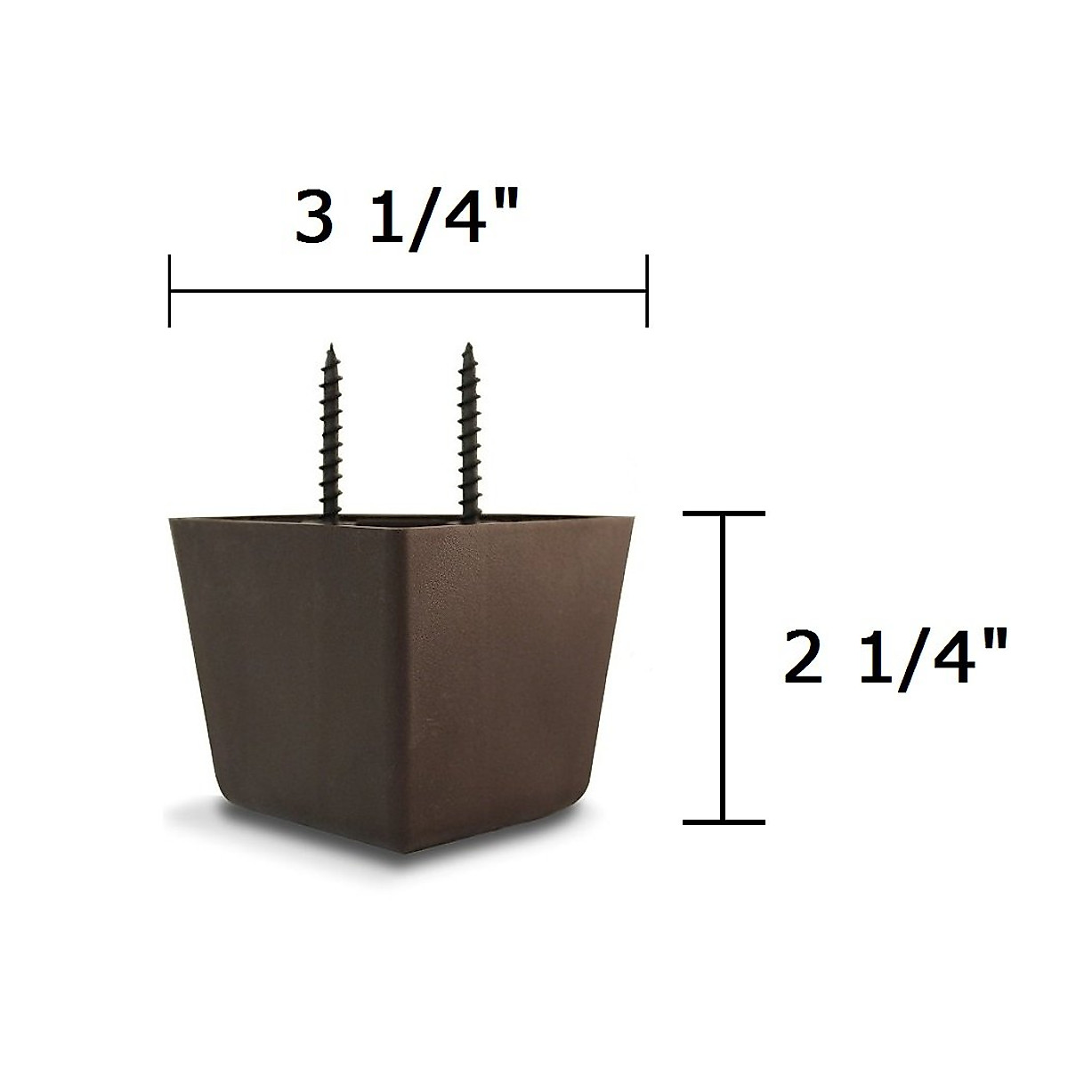 2 1/4" Tall/High Universal HDPE Plastic Furniture Triangle Sofa/Couch/Chair Legs with Screws - Set of 4
