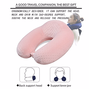 Gosider Neck Pillow Memory Foam Comfortable Travel Neck Pillow, Pink Airplane Pillow U Shape for Head and Neck Support, Portable Neck Pillows for Sleeping Travel Machine Washable