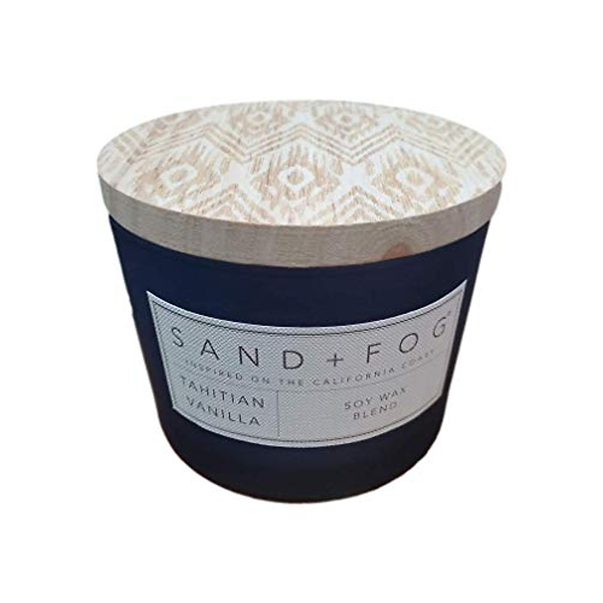 Sand + Fog Tahitian Vanilla Candle in a Glass Jar with Wood Lid - 12 oz. (Blue)