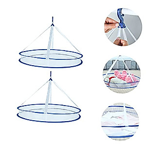 HOMSFOU 2pcs Drying Rack Foldable Laundry Rack Hanging Dry Windproof Cloth Dryer Outdoor Clothes Airer Drying Basket Single-Layer Clothes Basket Drying Hanger Sock Hanger Drying line Flat