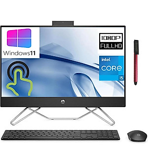 HP 24 AIO 23.8" Touchscreen FHD All-in-One Desktop Computer, 12th Gen Intel 10-Core i5-1235U (Beat i7-1195G7), 32GB DDR4 RAM, 1TB PCIe SSD, WiFi 6, BT 5.2, Black, Windows 11, BROAG 64GB Flash Stylus