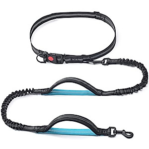 iYoShop Retractable Hands Free Dog Leash – Dual Handle Bungee Waist Leash for Small Medium and Large Large Dogs (25-150 lbs)