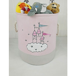 KUNRO Large Sized Round Storage Basket Organizer Bin Laundry Hamper for Nursery Clothes Toys