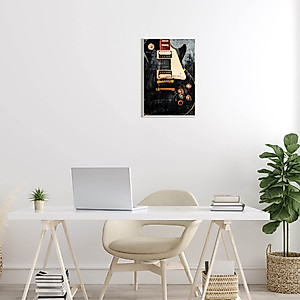 Stupell Industries Vintage Electric Guitar Music Notes Wood Wall Art, Design by Savannah Miller