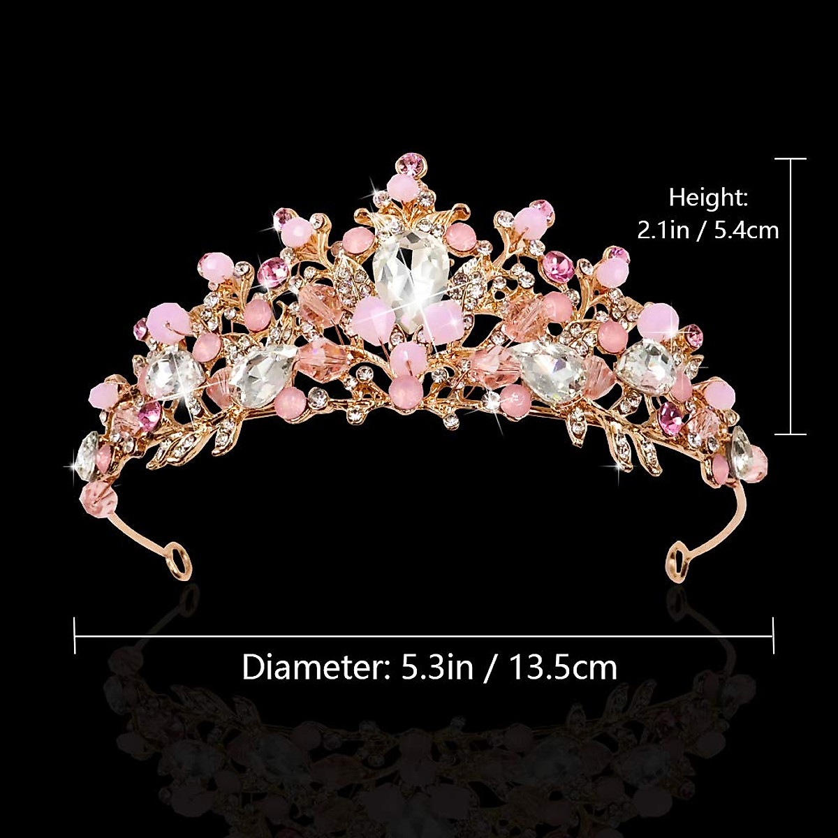 NODG Rose Gold Tiaras and Crowns for Women Pink Crystal Wedding Tiaras for Women Birthday Party Headbands Prom Pageant Tiara Headband Rhinestone Bridal Crown for Bride