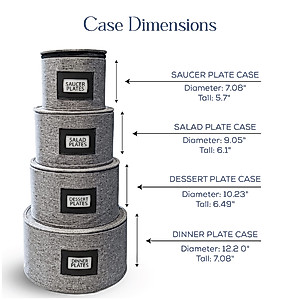 CHINA STORAGE CONTAINERS, Plate Storage include: 4 China Storage Containers Hard Shell Polyester, with 48 Round Felt Pot Protectors for Stacking, China Storage includes Bonus Drawstring Bag.