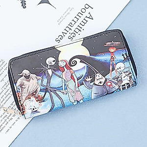 G-Ahora Nightmare Before Christmas Leather Wallet Jack Skellington All Over Print Faux Leather Wallet (WC Jack Skellington D)