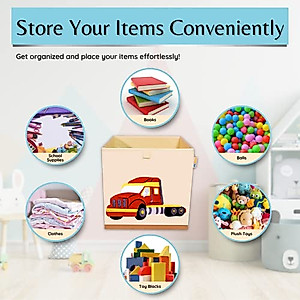Product 4 Kids - Washable Toy Box Storage Cube, Canvas Toy Chest Organizer Foldable Kids Toy Storage Organizers for Child's Bedroom or Playroom -13x13x13 Inch