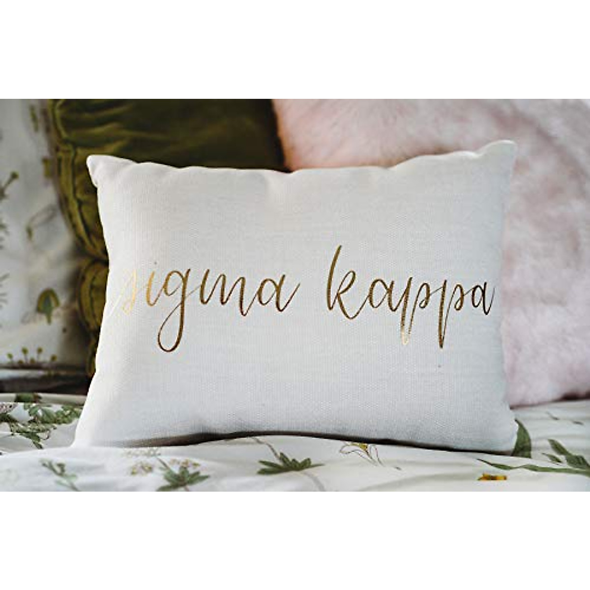 Sorority Shop Sigma Kappa Pillow – Gold Script Design, 12" x 16" Lumbar Pillow Sorority