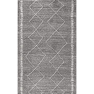 JONATHAN Y MOH203C-8 Zaina Moroccan Beni Souk Indoor Farmhouse Area-Rug Bohemian Minimalistic Geometric Easy-Cleaning Bedroom Kitchen Living Room Non Shedding, 8 X 10, Gray,Cream