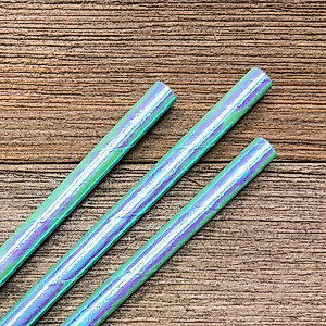 Iridescent Foil Paper Straws- Blue Green - 7.75 Inches - 100 Pack