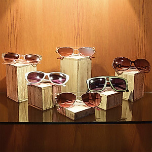 MOOCA Wooden 6 Pcs Square Risers for Display Jewelry and Accessories Display Stand Wooden Risers For Jewelry Figurine, Oak