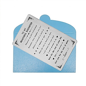 Suoegigs Daughter Wallet Card, I Love You Daughter Gifts, Unique Daughter Birthday Card, To My Beautiful Daughter Wallet Insert, Inspirational Gifts for Teen Girls, Graduation, Wedding,Christmas