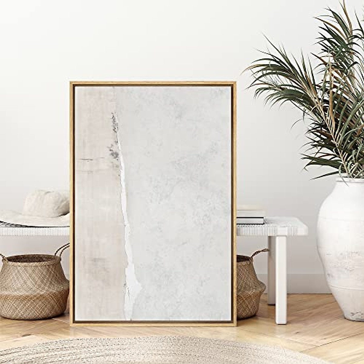 SIGNWIN Framed Canvas Print Wall Art Gray Tan Watercolor Pastel Color Field Abstract Shapes Illustrations Modern Art Decorative Contemporary Chic for Living Room, Bedroom, Office - 24"x36" Natural