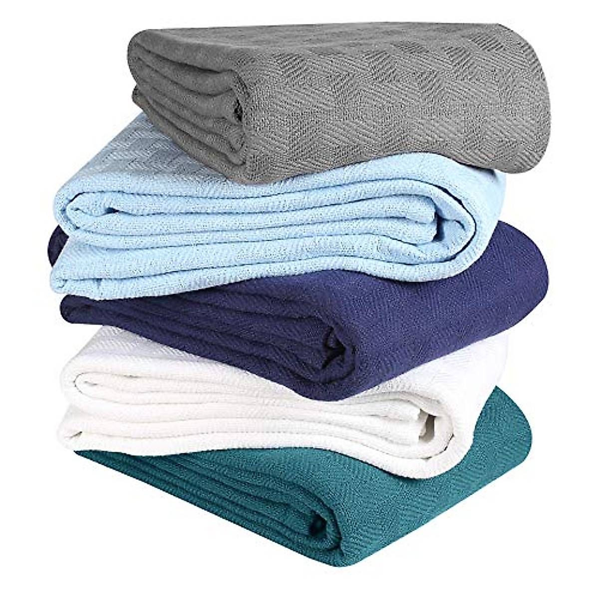 GLAMBURG 100% Cotton Bed Blanket, Breathable Bed Blanket Twin Size, Cotton Thermal Blankets Twin Size - Perfect for Layering Any Bed for All Season - Charcoal Grey