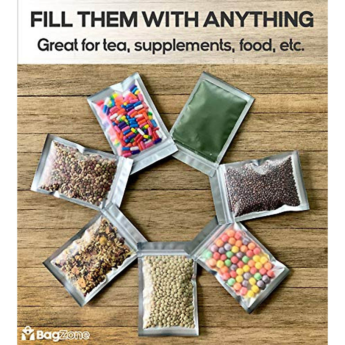 Mylar Resealable Smell Proof Bags - Aluminum Foil Black Packaging Bags - Food Grade Zip Bags for Packaging - Air Tight Small Mylar Bags - Heat Seal Bag Storage (3.3 x 5.1 inch, 8.5x13cm) (500)