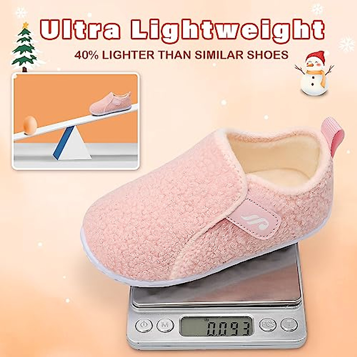 JIASUQI Baby Slippers Toddler Girls Slippers for Kids Girls Winter Shoes Lightweight Pink Size 5.5-6