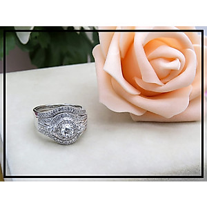 Dazzlingrock Collection 1.00 Carat (Cttw) 14k Round Diamond Women Vintage Engagement Ring Set 1 CT, White Gold, Size 8