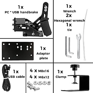 Hottoby USB handbrake,64 Bit PC Handbrake for Logitech G920 G25 G27 G29 Thrustmaster T500RS Sim Racing Handbrake with Clamp