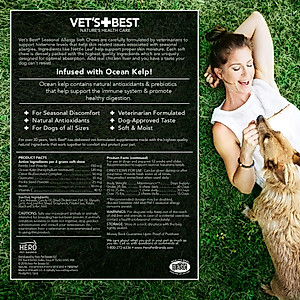 Vet's Best Seasonal Allergy Soft Chew Dog Supplements | Soothes Dogs Skin Irritation Due to Seasonal Allergies | Maintain Histamine Levels | 50 Chewable Tablets, 30 Count (Pack of 2)